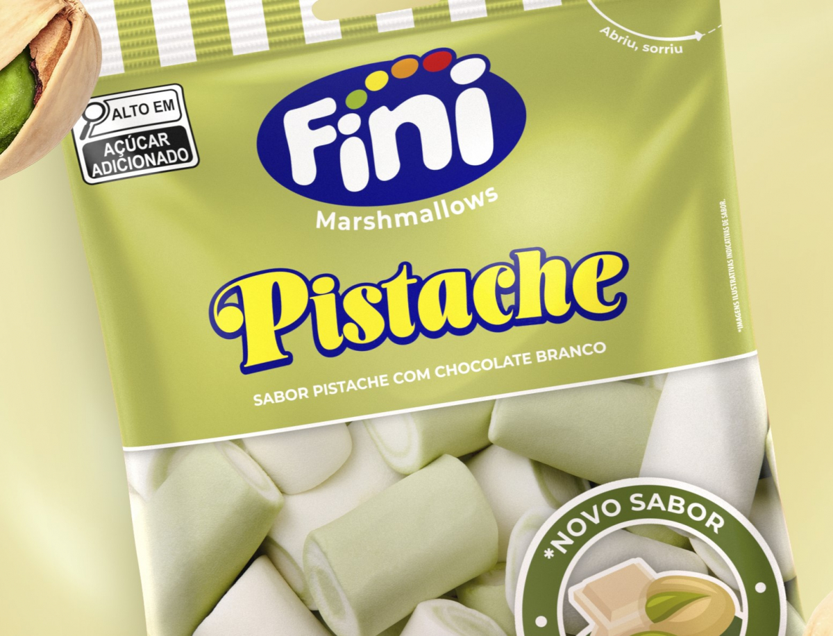 Fini surfa na onda do pistache e lança marshmallow sabor pistache com ...